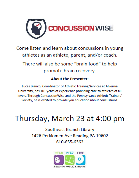 ConcussionWise Presentation - Reading Public Library