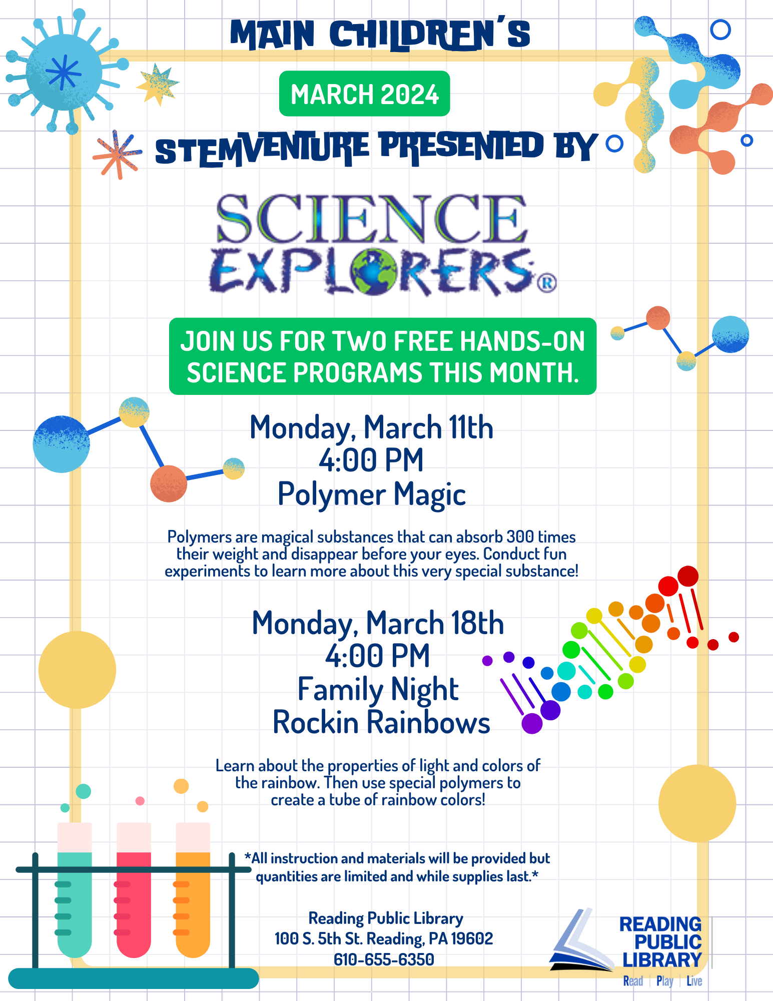 Family Night StemVenture Presented by Science Explorers - Reading Public Library
