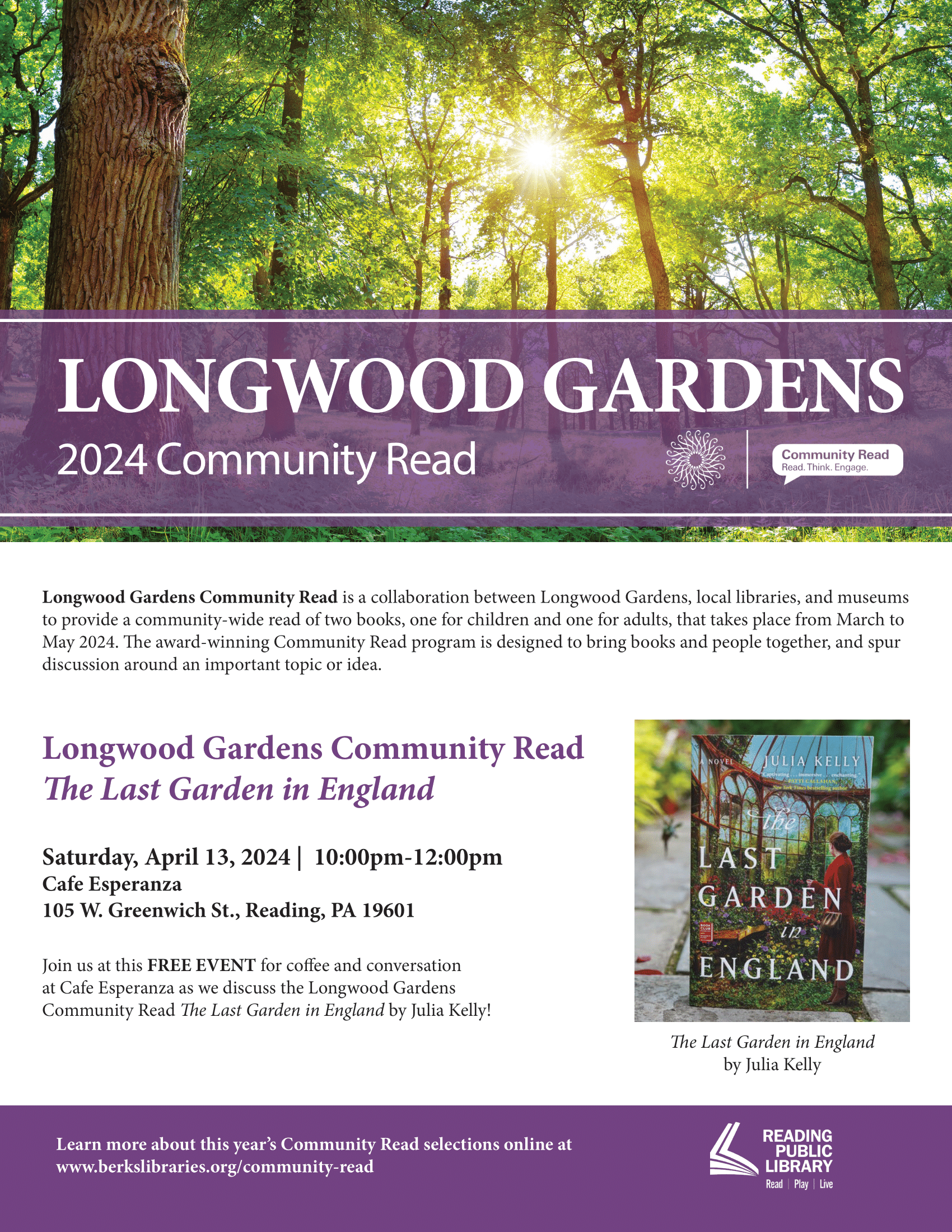 Longwood Gardens 2024 Community Read–The Last Garden in England ...