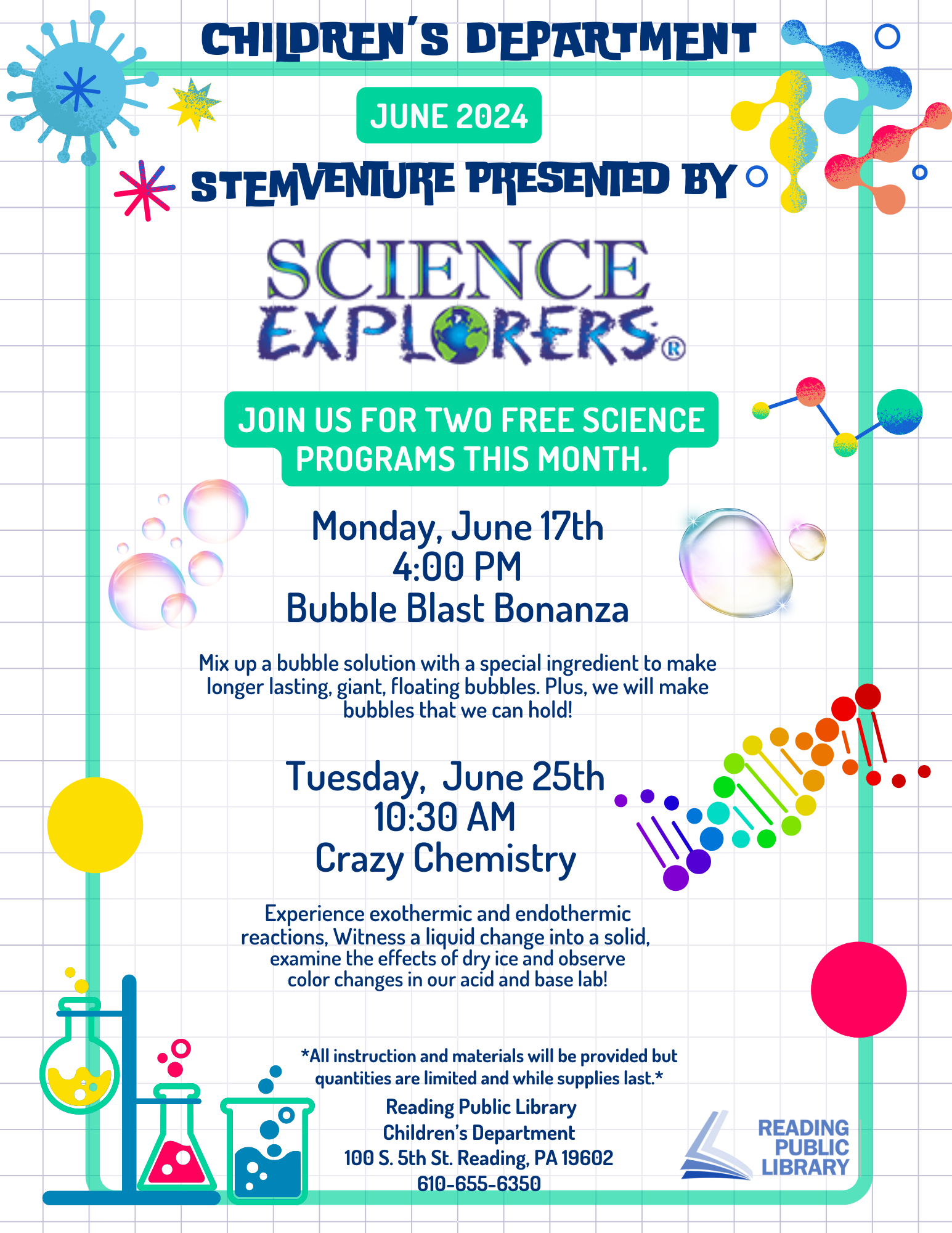 StemVenture Presented by Science Explorers – Bubble Blast Bonanza ...