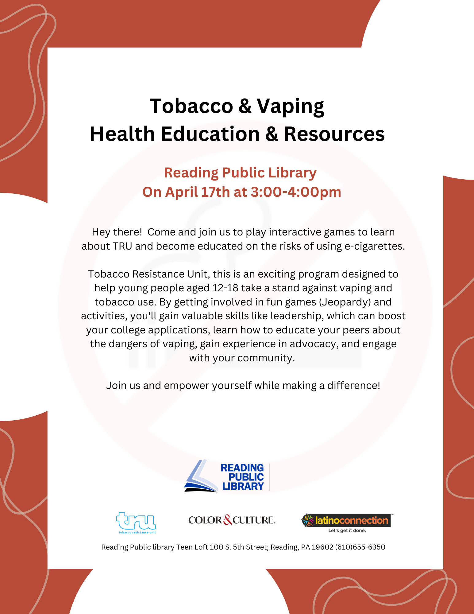 Game with Tobacco Resistance Unit - Reading Public Library