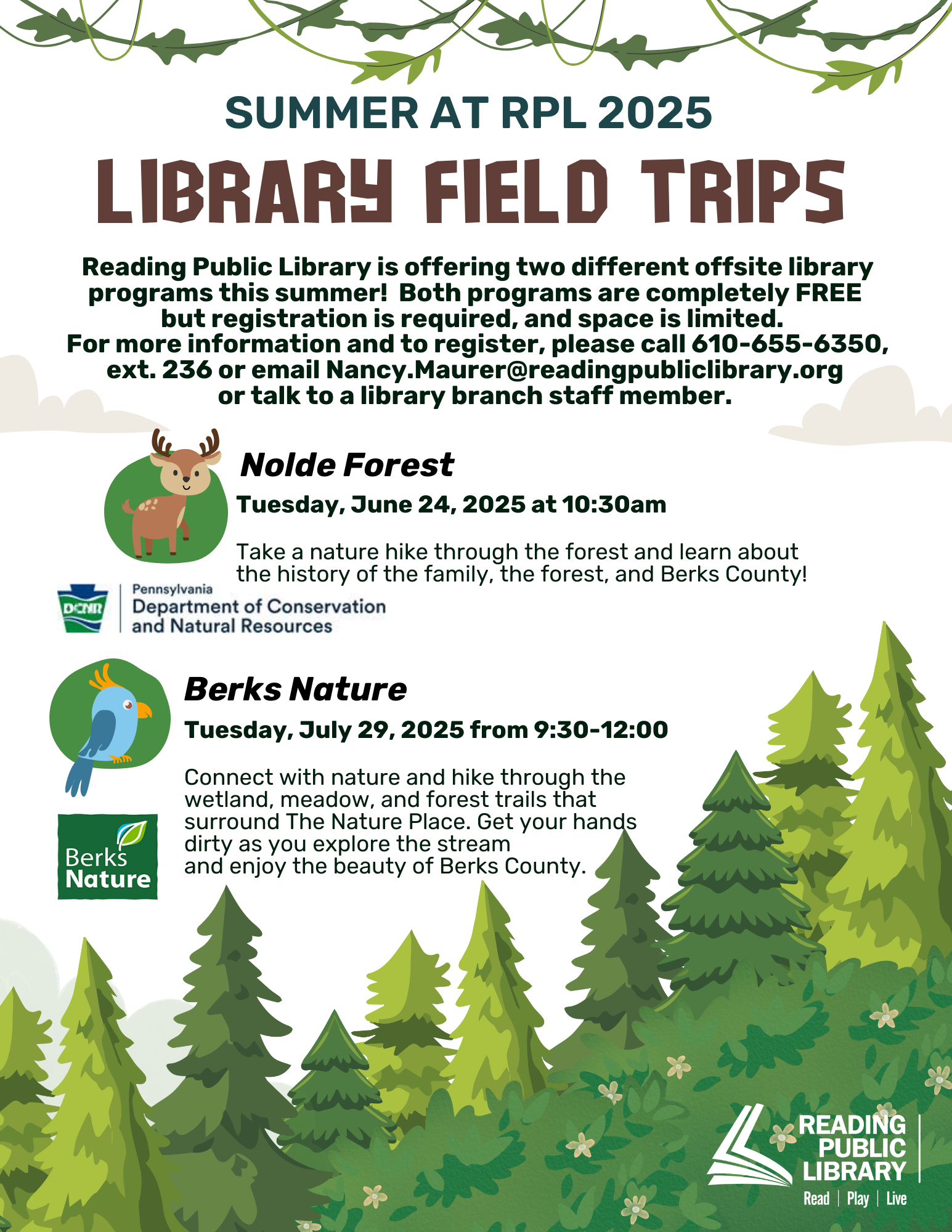 Library Field Trip at Nolde Forest - Reading Public Library