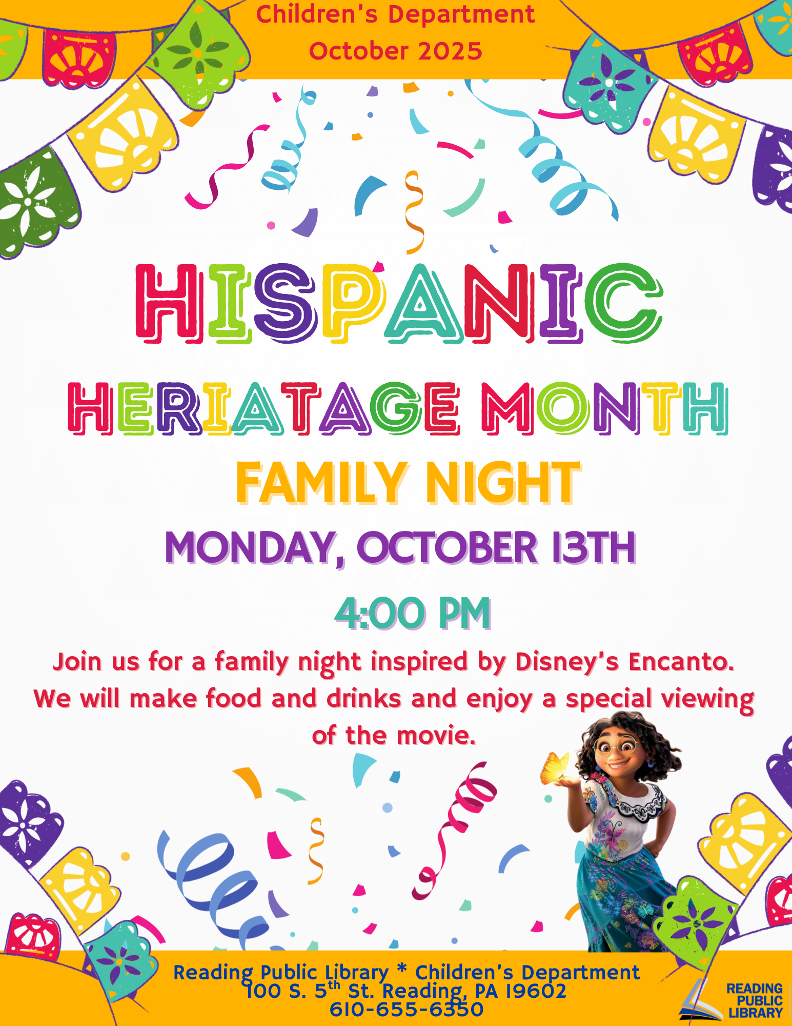 Hispanic Heritage Month Family Night - Reading Public Library