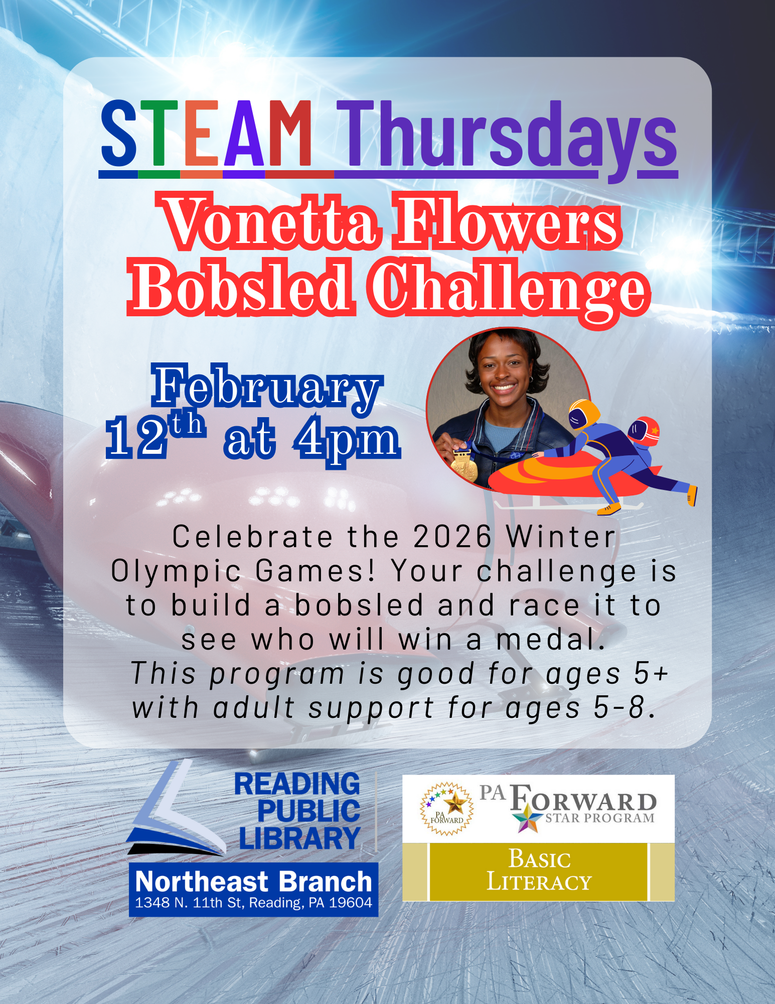 STEAM Thursday: Vonetta Flowers Bobsled Challenge - Reading Public Library
