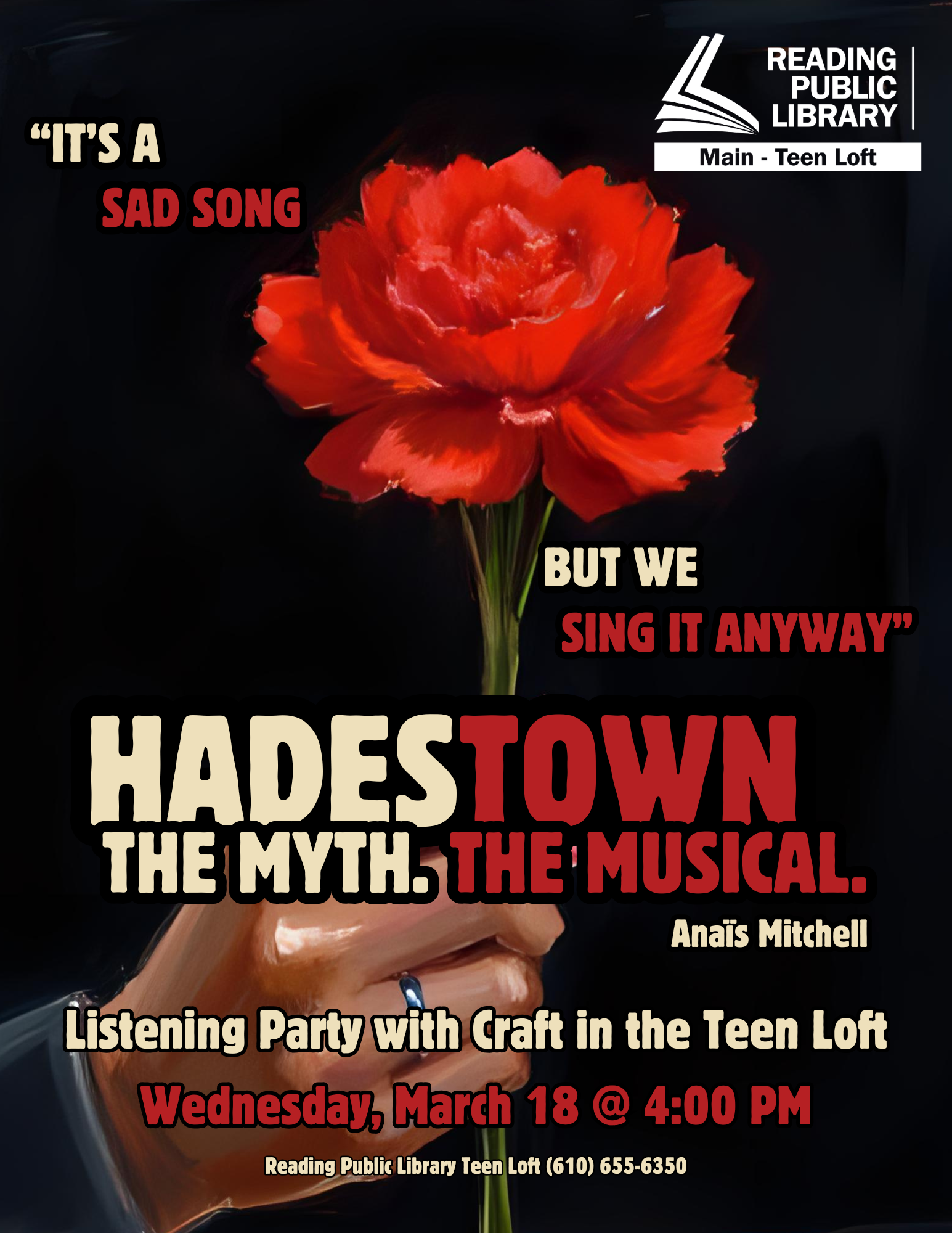 Hadestown Listening Party & Craft - Reading Public Library